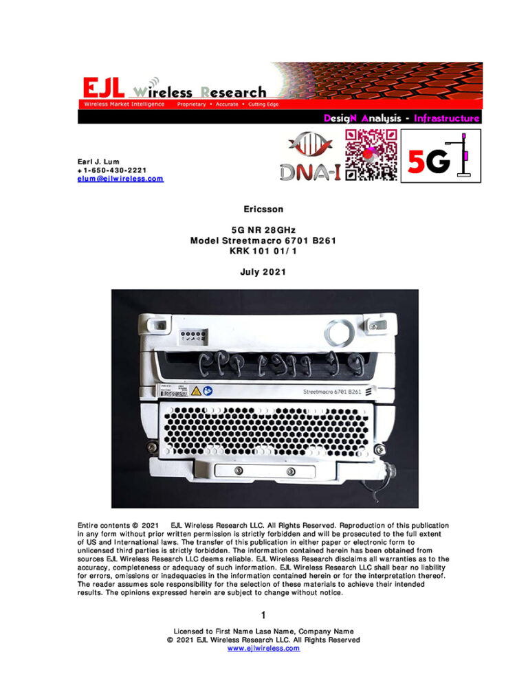 EJL Wireless Research Analyzes Ericsson 5G 28GHz mmWave Small Cell